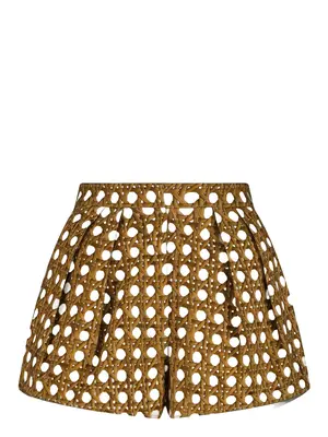 Giambattista Valli Vienna Straw Pleated Shorts - Brown