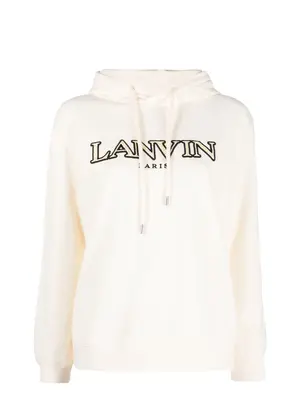 LANVIN Embroidered Logo Hoodie - Neutrals
