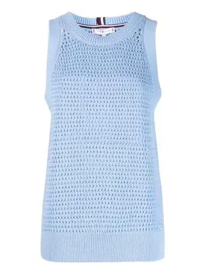 Tommy Hilfiger Open-knit Sleeveless Vest - Blue