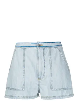 Marni Embroidered-logo Denim Shorts - Blue