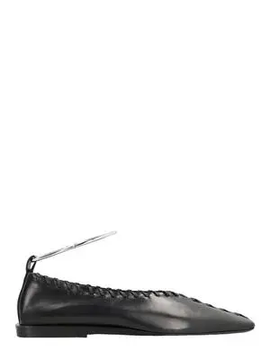 JIL SANDER Ring-detail Ballerina Shoes - Black
