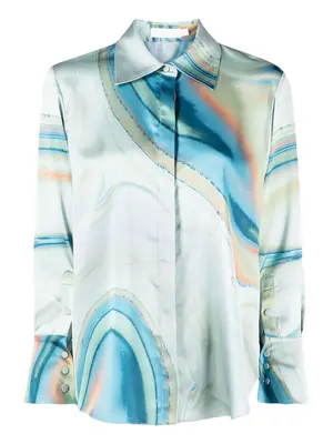 Simkhai Elika Marble-print Shirt - Green