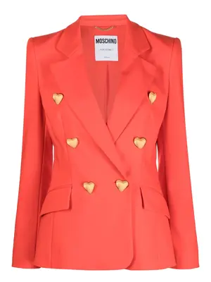 Moschino Heart-button Double-breasted Blazer - Red