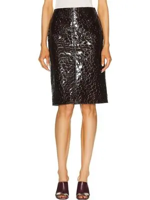 Bottega Veneta Embossed Leather Skirt - Henna