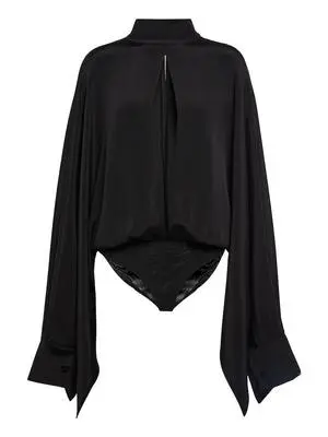 TOM FORD Cutout Silk Crêpe Bodysuit - Black