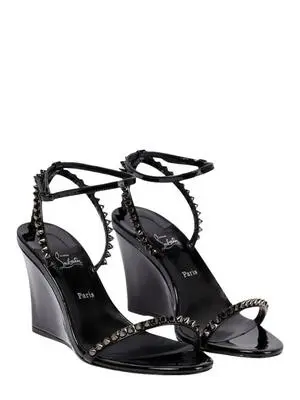 CHRISTIAN LOUBOUTIN So Me 85 Leather Wedge Sandals - Black