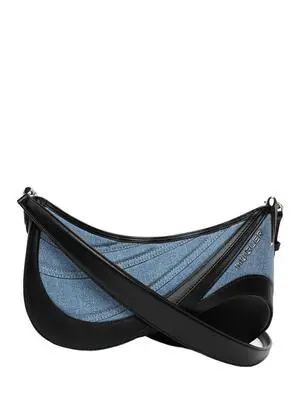 MUGLER Spiral Curve Shoulder Bag - Denim Blue