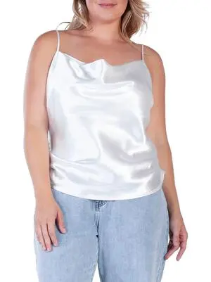 STANDARDS & PRACTICES Cowl Neck Satin Camisole - Silver