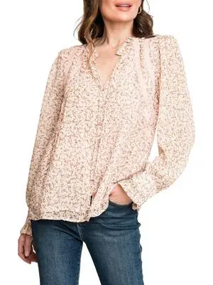 GIBSONLOOK Floral Long Sleeve Blouse Pink Ditsy Floral