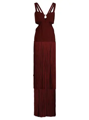 Herve Leger Cutout Fringed Bandage Gown - Chocolate
