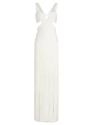Herve Leger Cutout Fringed Bandage Gown - Ivory