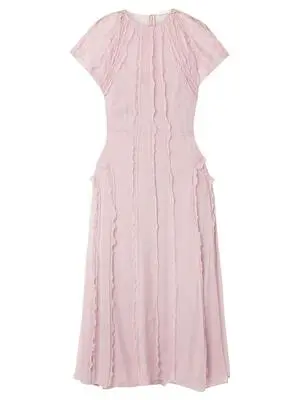 JASON WU Ruffled Silk-crepon Midi Dress - Pastel Pink