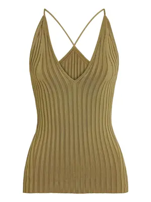 Galvan Galvan London Rhea Ribbed Knit Camisole Army Green