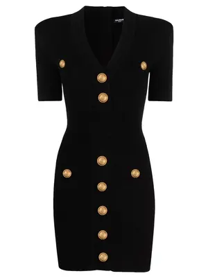 Balmain Knitted Mini Dress - Black