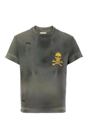 GALLERY DEPT. Skull And Crossbones-print Distressed T-shirt Black