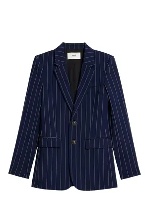 Ami Striped Single-breasted Blazer - Blue