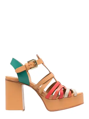 See By Chloé Peep-toe 100mm Leather Sandals - Neutrals