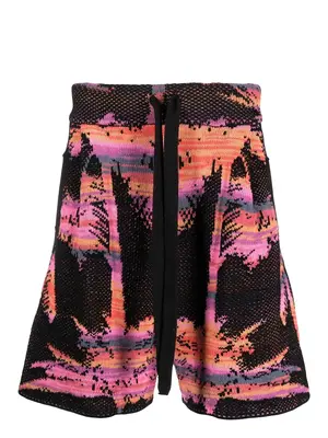 LANEUS Printed Bermuda Shorts - Black
