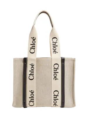 Chloé Chloe Woody Medium Tote Bag White/blue