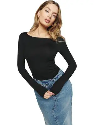 REFORMATION Wiley Knit Top Black
