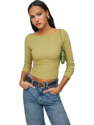 REFORMATION Wiley Knit Top Lentil