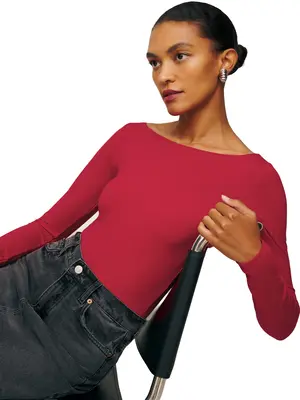 REFORMATION Wiley Knit Top Lipstick