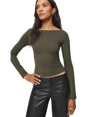 REFORMATION Wiley Knit Top Pine Tree