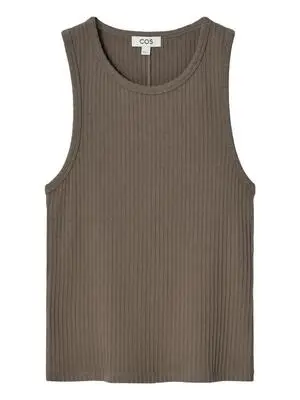 Cos COS Slim Ribbed Tank Top Beige