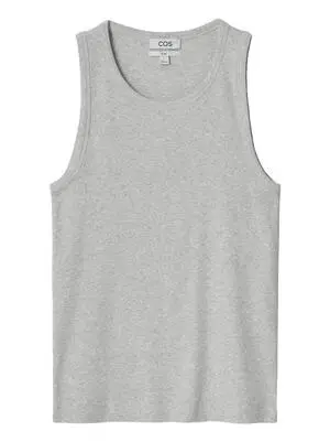 Cos Slim Ribbed Cotton Tank Top Gray