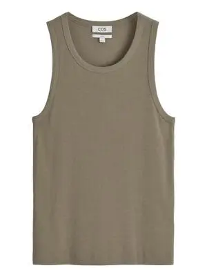 Cos COS Slim Ribbed Tank Top Green