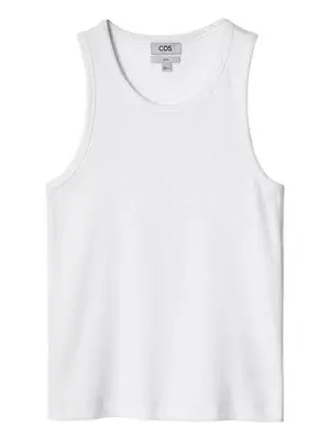 Cos Slim Ribbed Tank Top - White