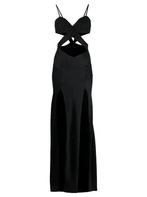 Amen Chantilly Lace Cut-out Gown - Black