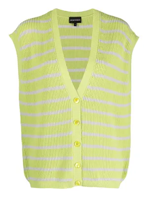 Emporio Armani Striped Knit Top - Green