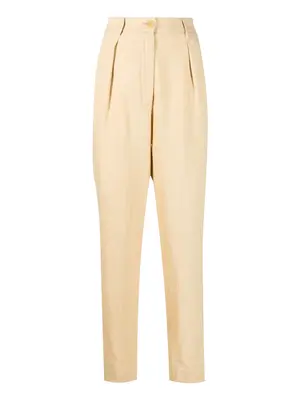 FORTE_FORTE High-waisted Linen Trousers - Gold