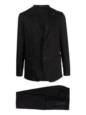 Tagliatore Single-breasted Cotton-blend Suit - Black