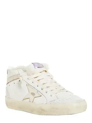 Golden Goose Mid Star Shearling Lined Mid Top Sneakers - White/beige