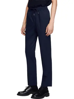 Sandro Sandro Alpha Straight-Leg Drawstring Trousers Dark Navy