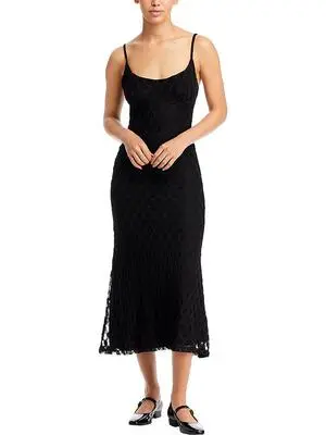 Bardot Adoni Floral Mesh Midi Slip Dress - Black