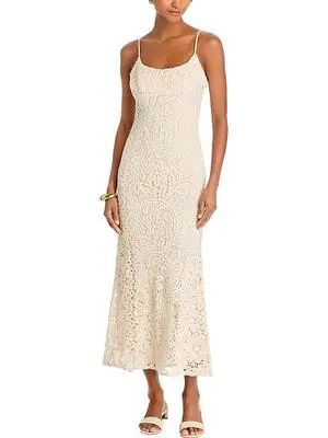 Bardot Adoni Floral Mesh Midi Slip Dress - Light Beige