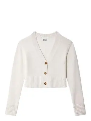 WHITE & WARREN Cashmere Button Cardigan - White