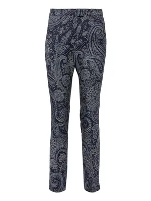 Etro Paisley High-rise Slim Pants - Blue