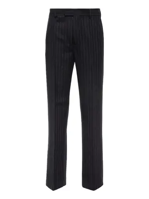Dries Van Noten Pinstriped Straight Leg Pants - Blue