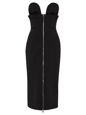 Off-White Strapless Midi Dress - Black
