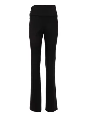 Alaïa Belted Straight Wool Pants - Black