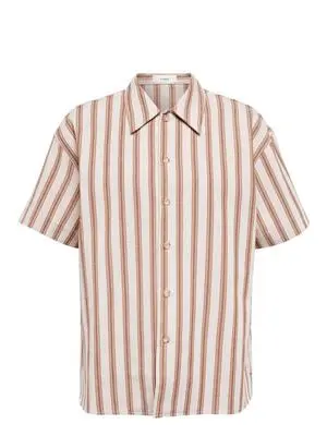 Commas Striped Cotton And Linen Shirt - Brown