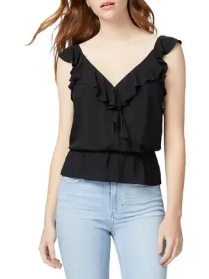 Paige Fenna Ruffle V-neck Top - Black