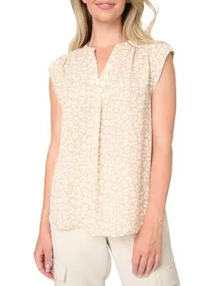 GIBSONLOOK GIBSONLOOK Cap Sleeve Blouse Latte Cheetah