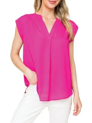 GIBSONLOOK GIBSONLOOK Cap Sleeve Blouse Neon Berry