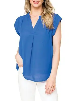 GIBSONLOOK Cap Sleeve Blouse - New Royal
