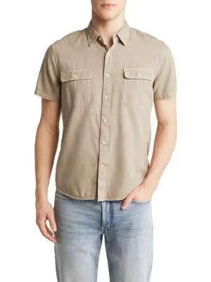 Lucky Brand Lived-in Short Sleeve Button-up Shirt - Silver Sage